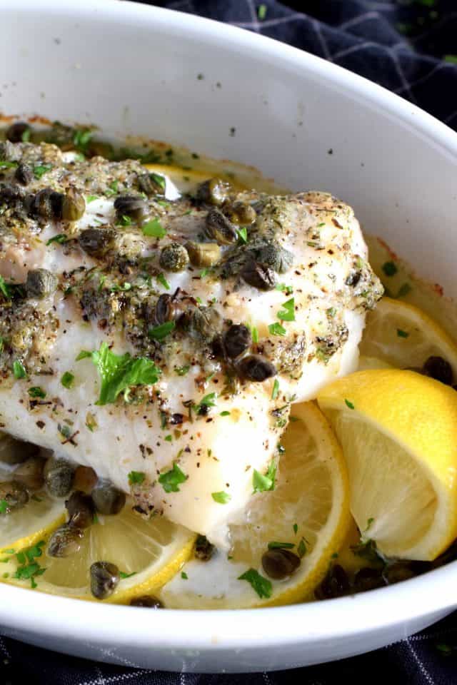 Baked Cod Fish with Lemon and Capers - Lord Byron's Kitchen