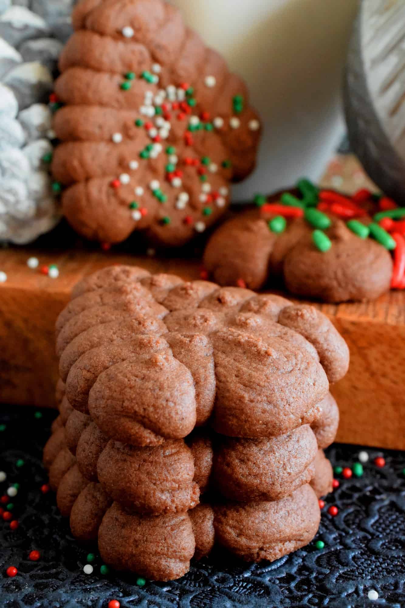 Christmas Chocolate Spritz Cookies - Lord Byron's Kitchen