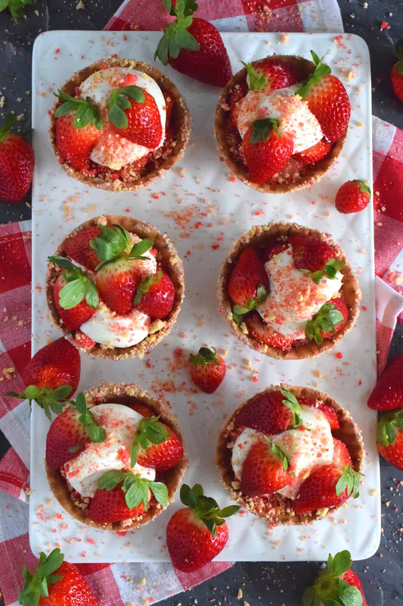 Strawberry Shortcake Cheesecake Waffle Bowls - Lord Byron's Kitchen