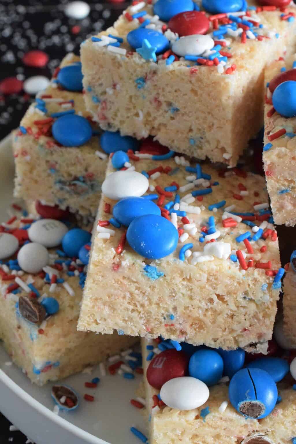 Red White and Blue Rice Krispie Squares - Lord Byron's Kitchen