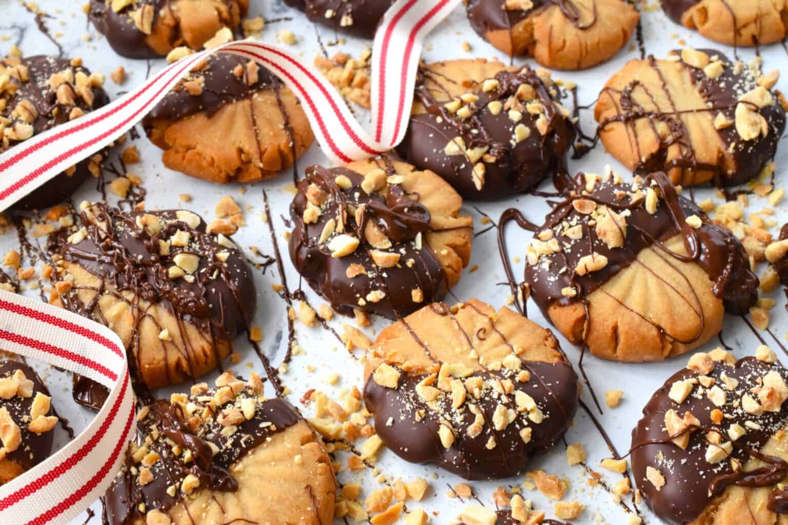 Chocolate Dipped Peanut Butter Cookies - Lord Byron's Kitchen