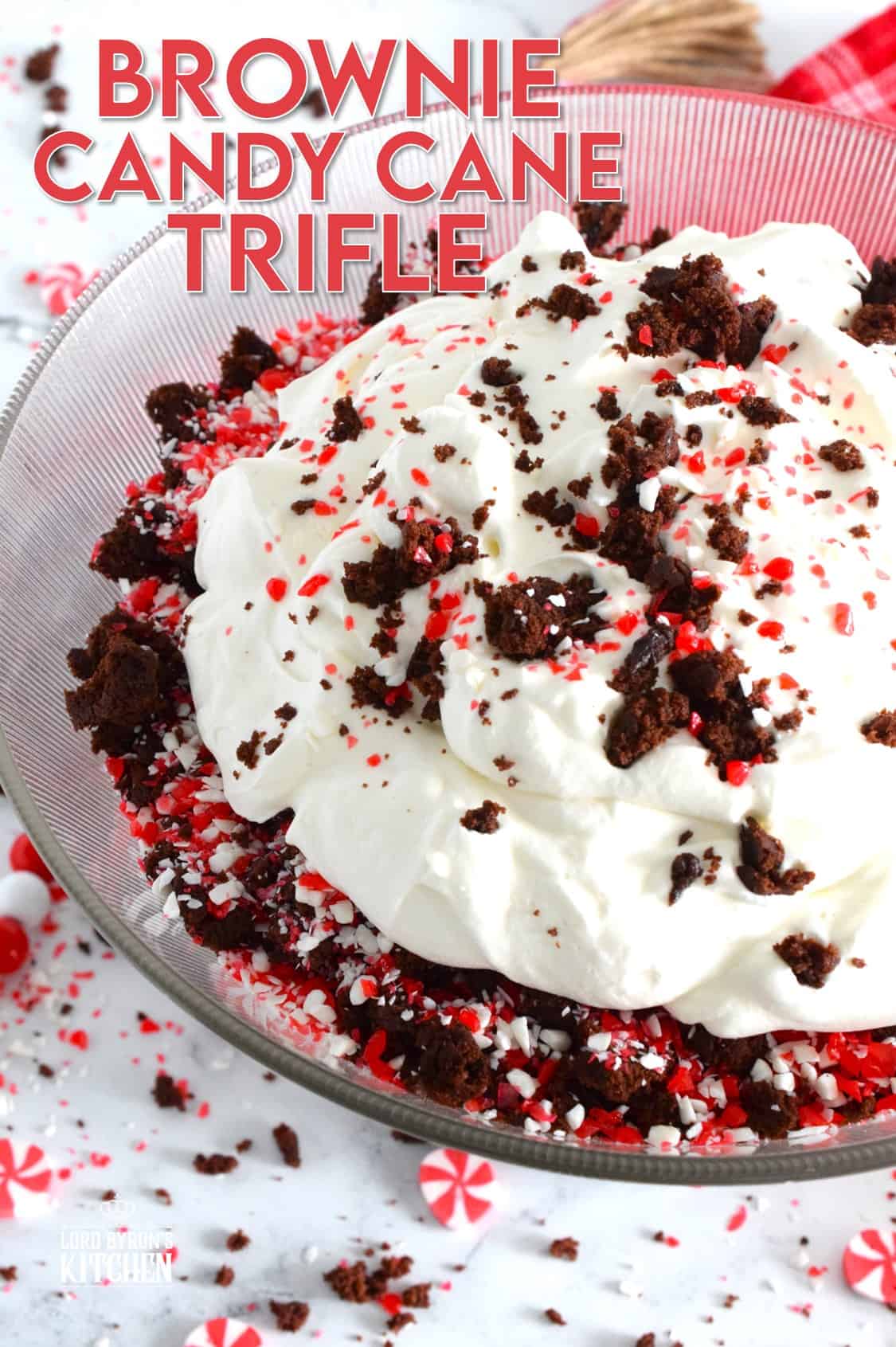 Brownie Candy Cane Trifle - Lord Byron's Kitchen