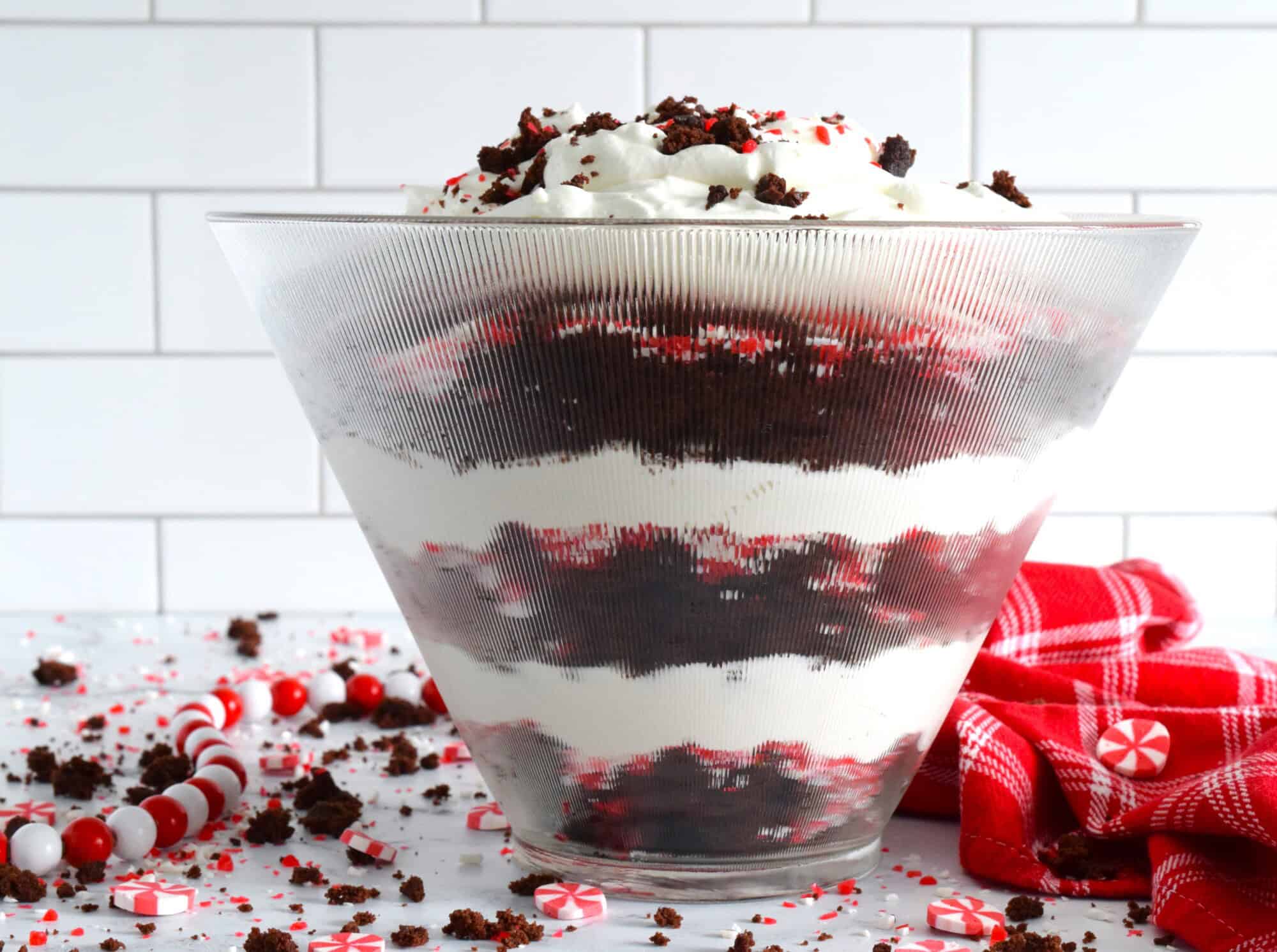 Brownie Candy Cane Trifle - Lord Byron's Kitchen