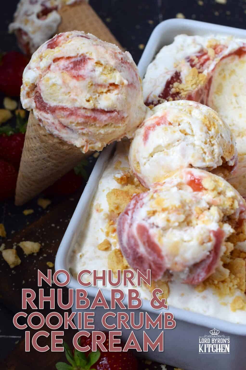 No Churn Rhubarb Cookie Crumb Ice Cream - Lord Byron's Kitchen