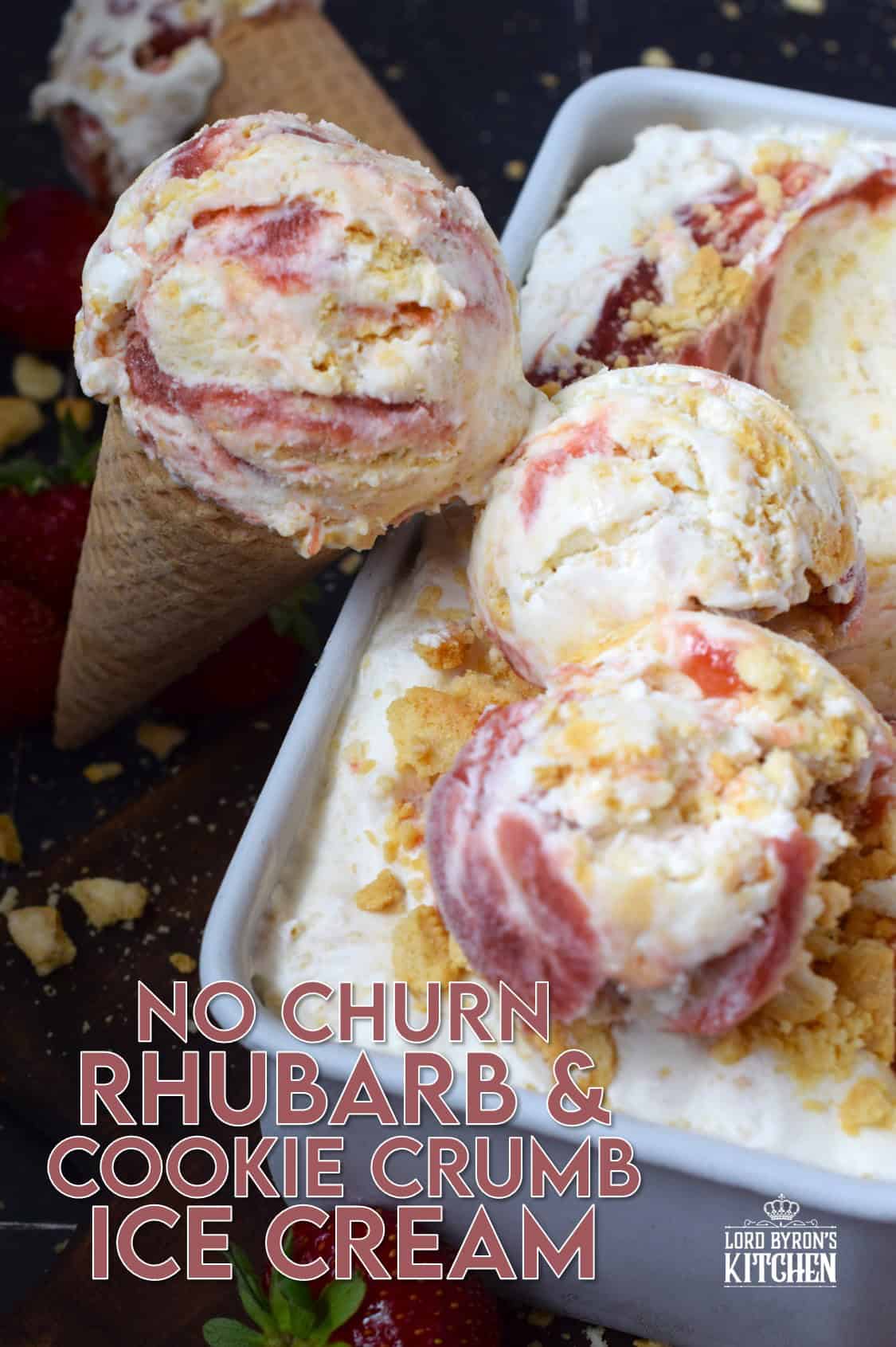 No Churn Rhubarb Cookie Crumb Ice Cream - Lord Byron's Kitchen