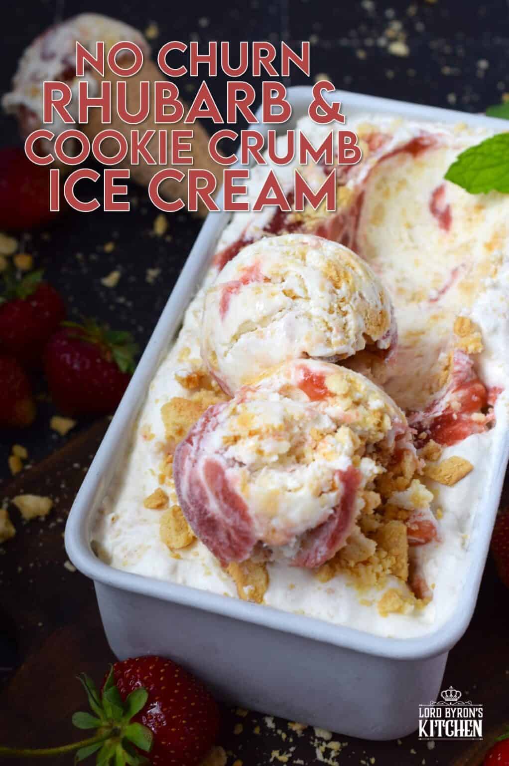 No Churn Rhubarb Cookie Crumb Ice Cream - Lord Byron's Kitchen