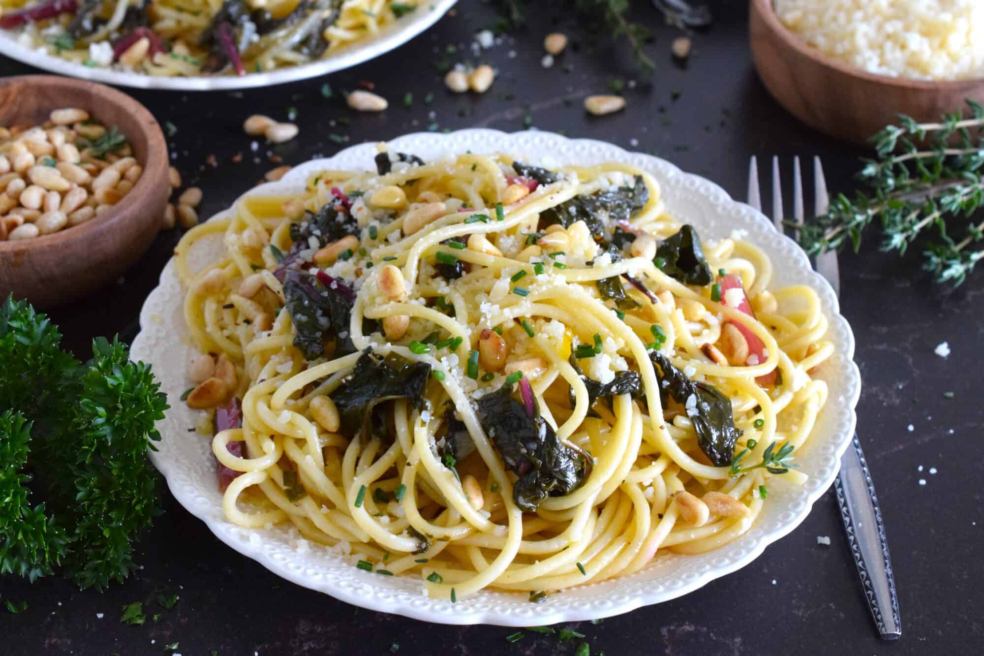 Lemon Pasta with Rainbow Swiss Chard - Lord Byron's Kitchen